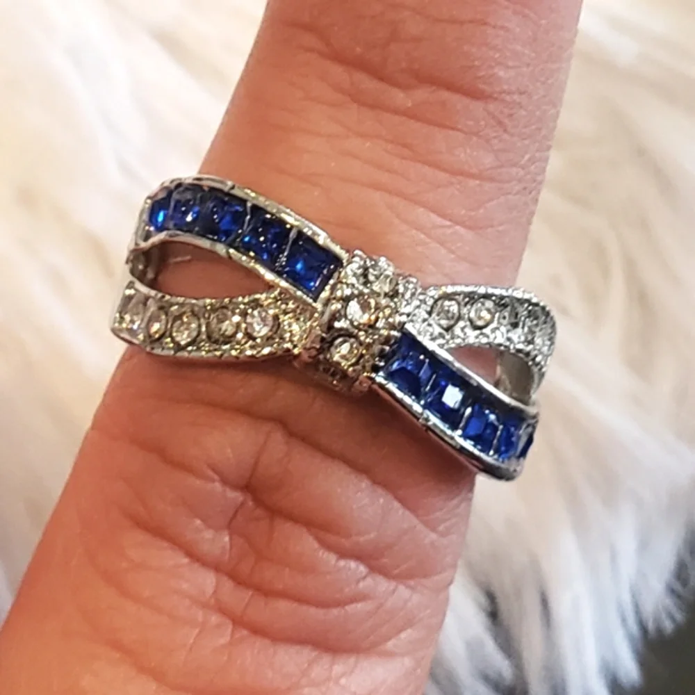 Jewelry | Sapphire Blue And White Cz Ring 925 Silver | Poshmark